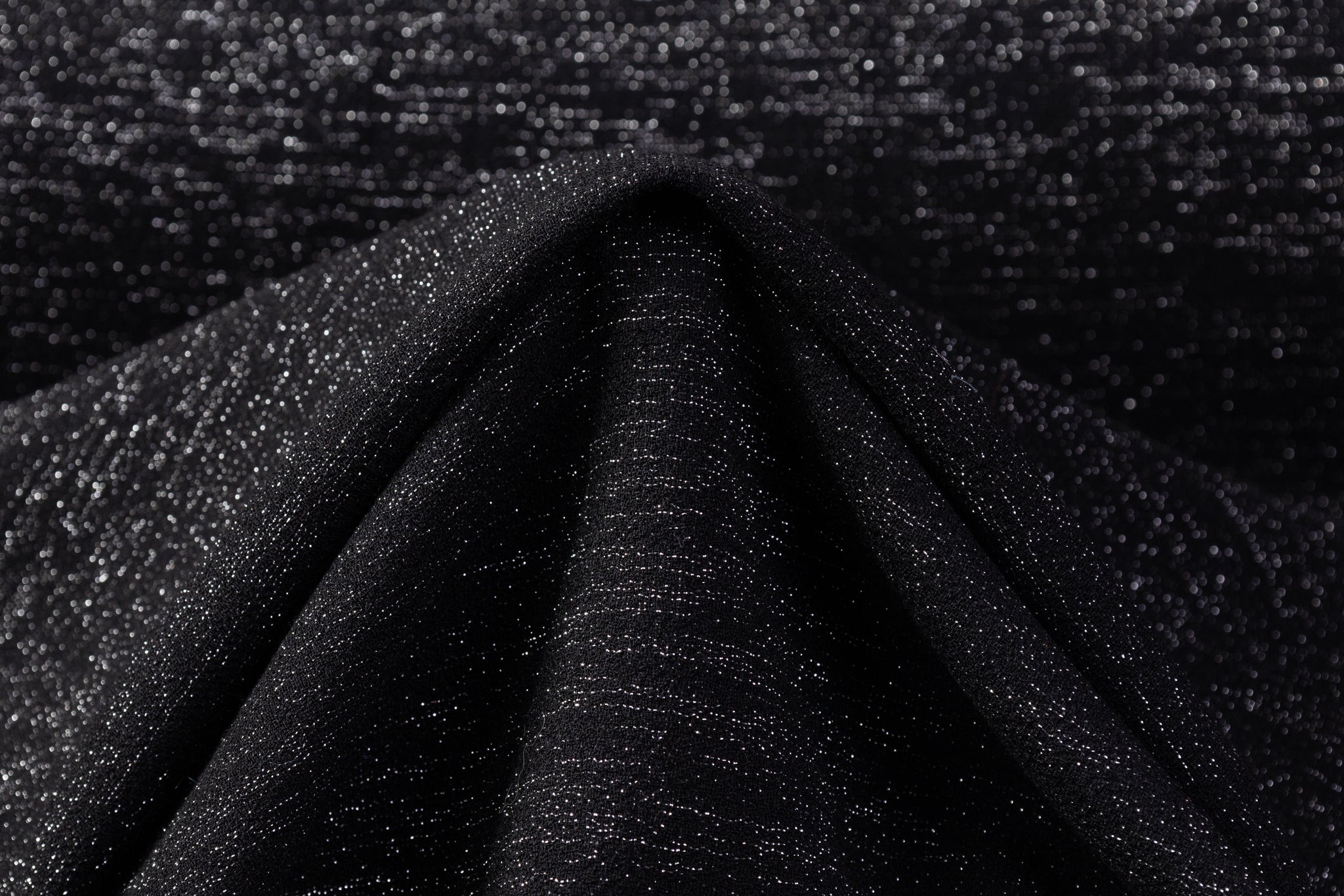 Metallic Italian Wool Double Crepe - Black / Silver