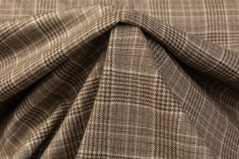 Glen Check Italian Wool Suiting - Taupe – Prime Fabrics