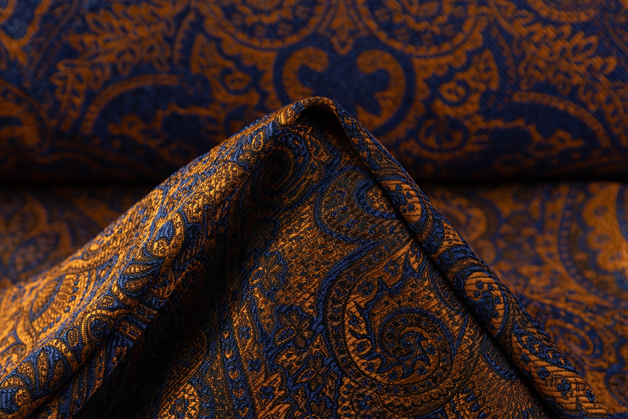 Damask Italian Brocade - Blue / Copper