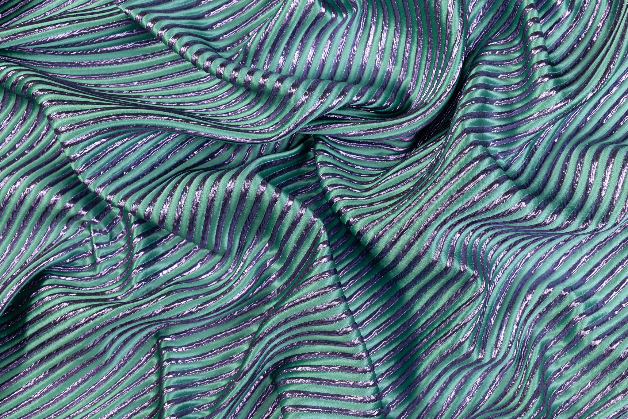 Diagonal Striped Metallic Brocade - Green / Purple – Prime Fabrics