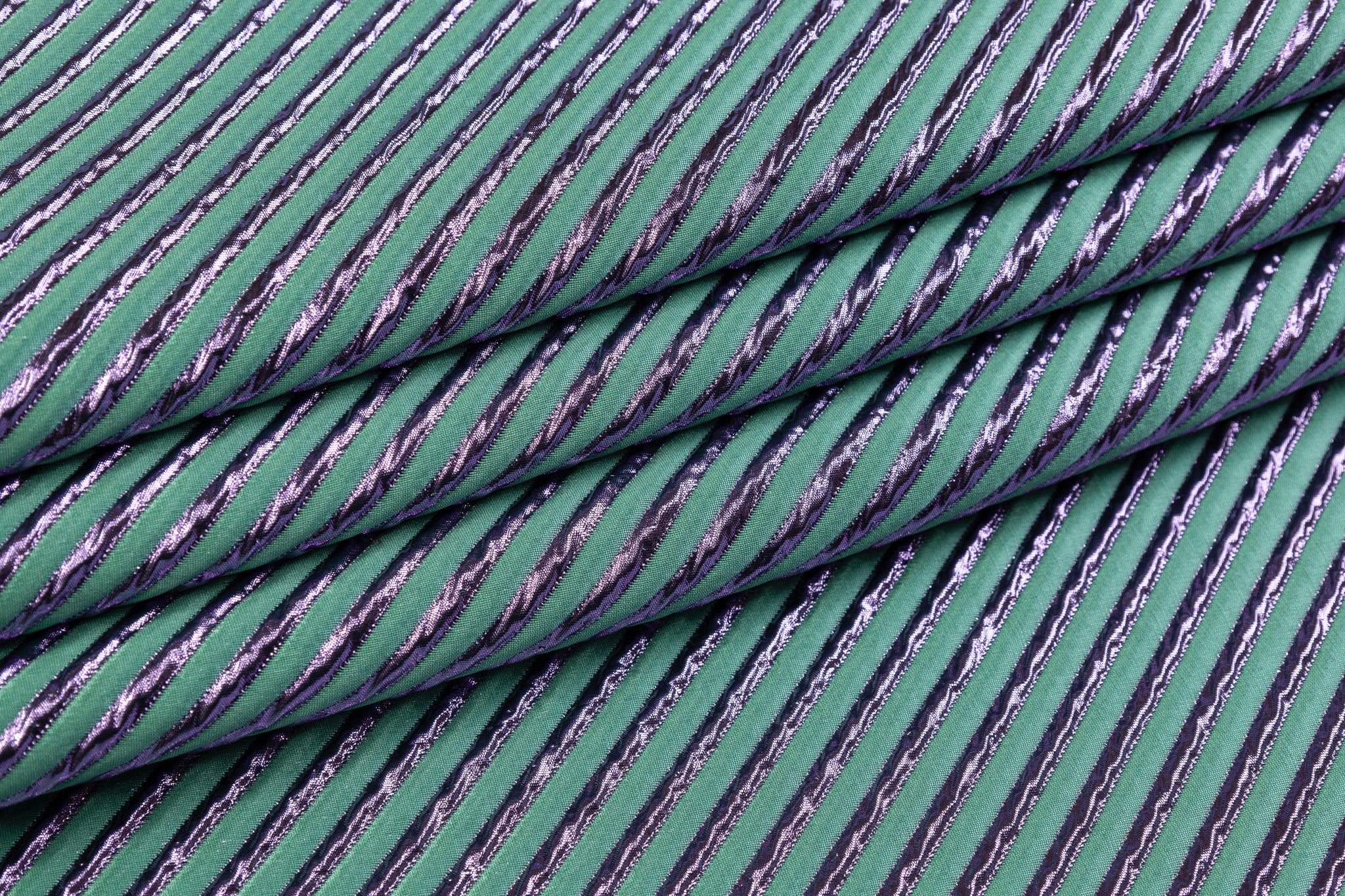 Diagonal Striped Metallic Brocade - Green / Purple – Prime Fabrics