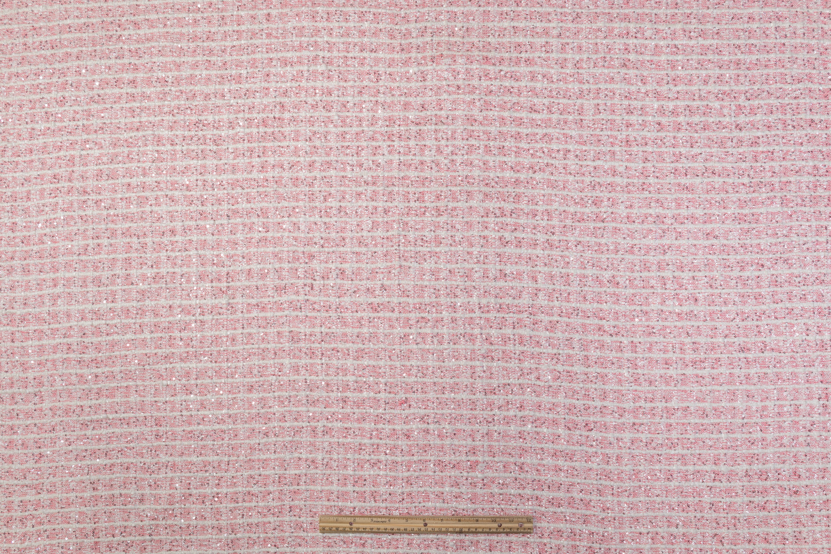 Sequined Chenille Tweed - Pink / White – Prime Fabrics