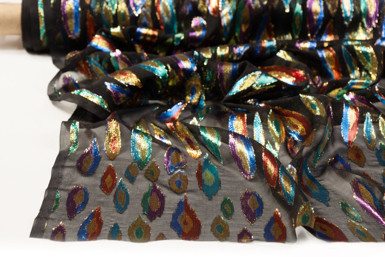 Metallic Italian Silk Chiffon Fil Coupé - Black / Multicolor – Prime ...