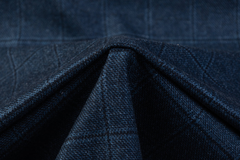Windowpane Italian Wool Tweed Suiting - Blue – Prime Fabrics