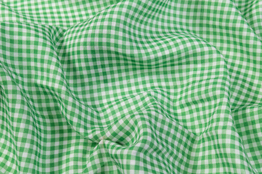 Gingham Check Italian Linen - Green – Prime Fabrics