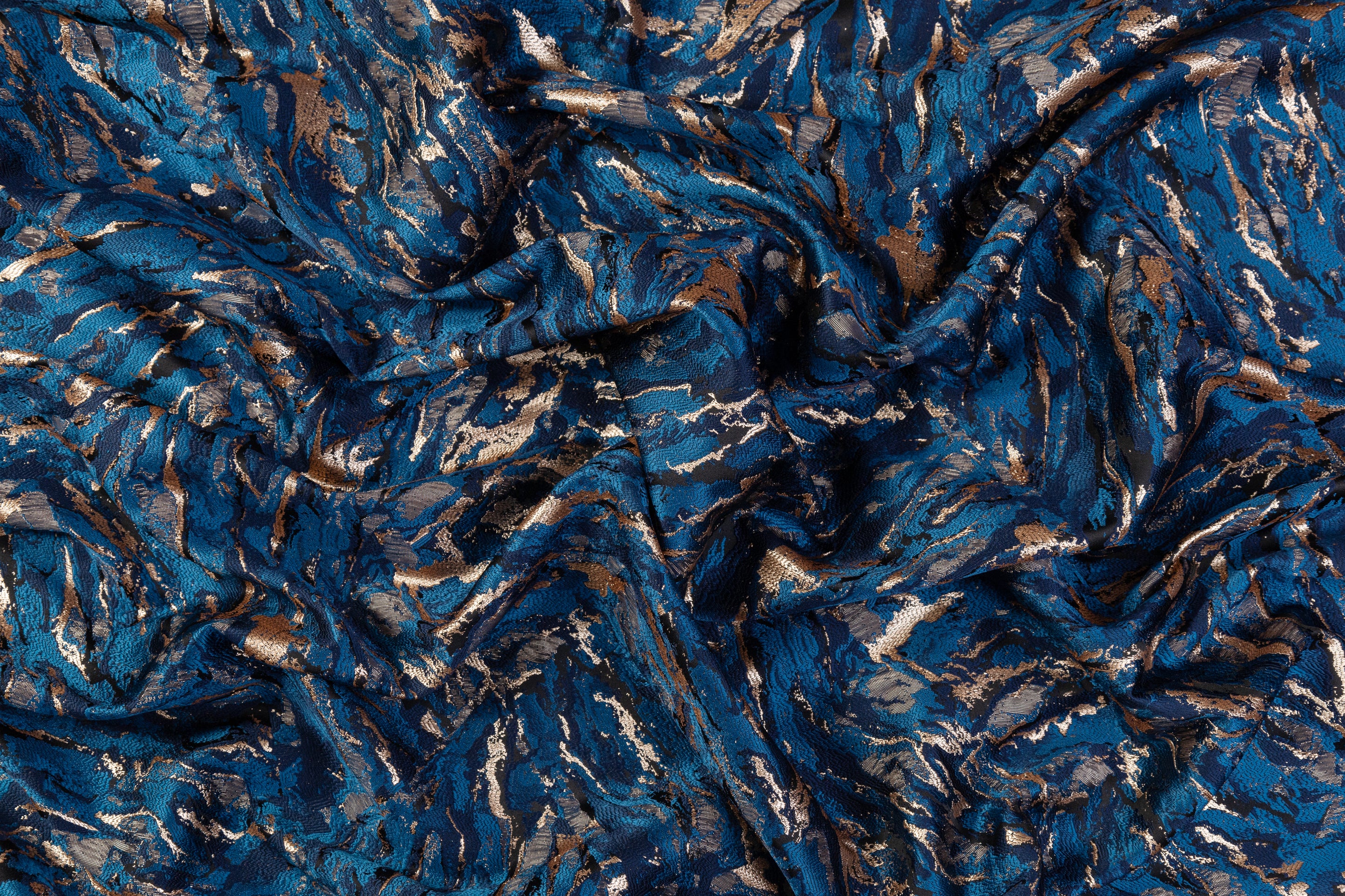 Abstract Metallic Brocade - Blue – Prime Fabrics