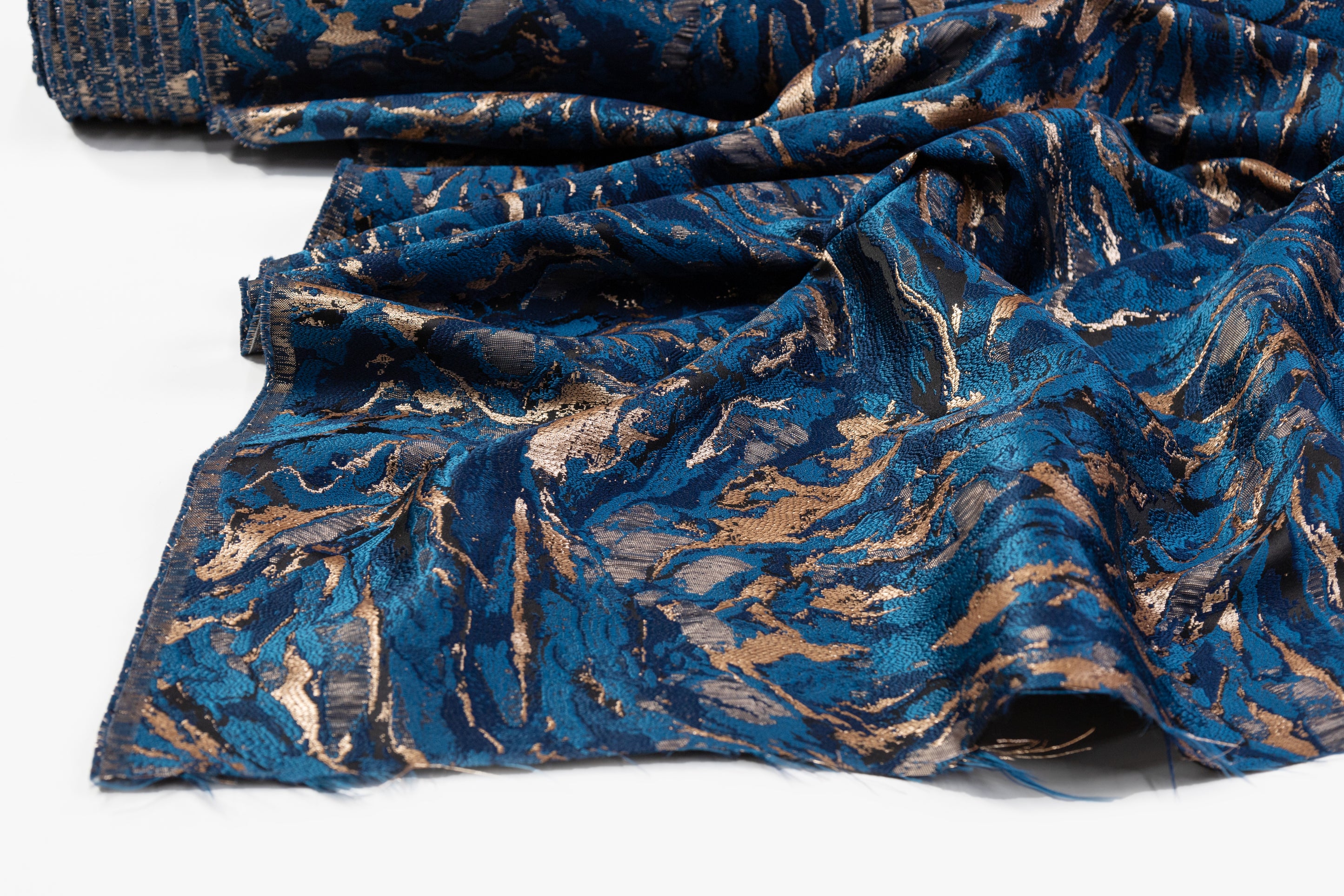 Abstract Metallic Brocade - Blue – Prime Fabrics