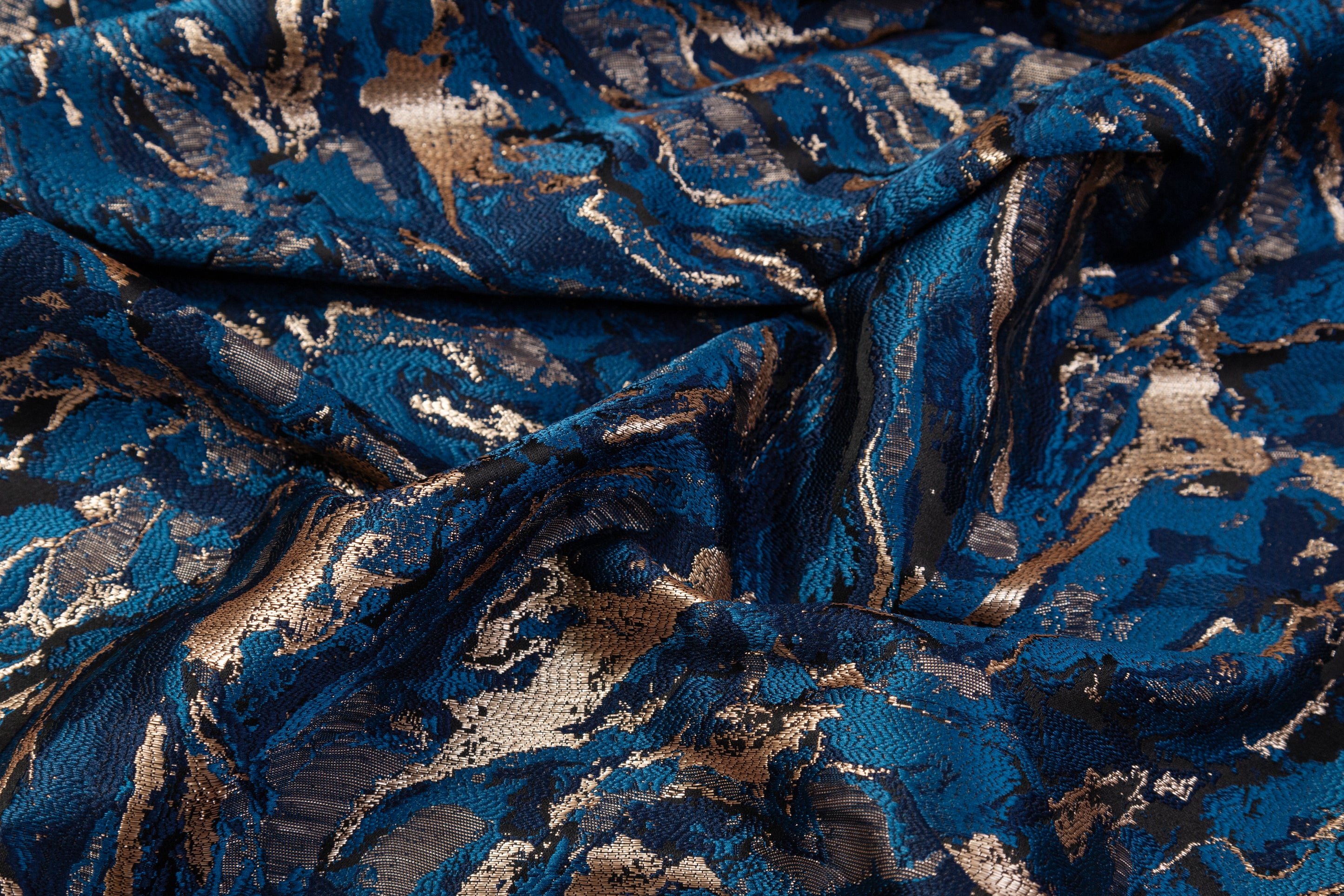 Abstract Metallic Brocade - Blue – Prime Fabrics