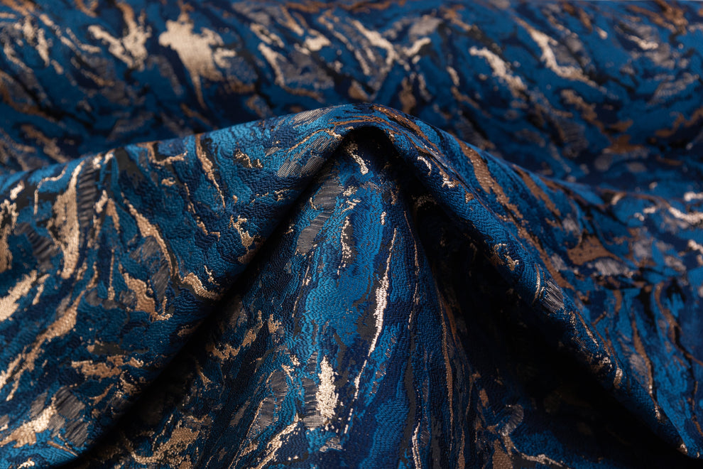 Abstract Metallic Brocade - Blue – Prime Fabrics