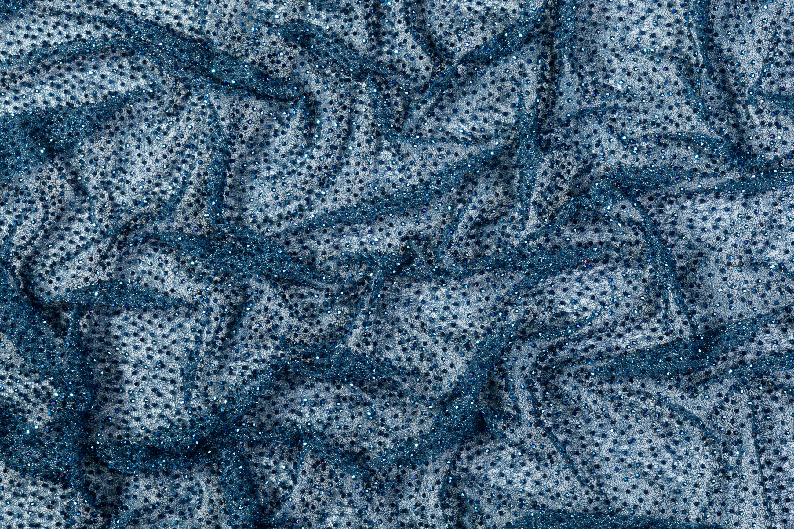 Handmade Crystal Beaded Lace - Blue