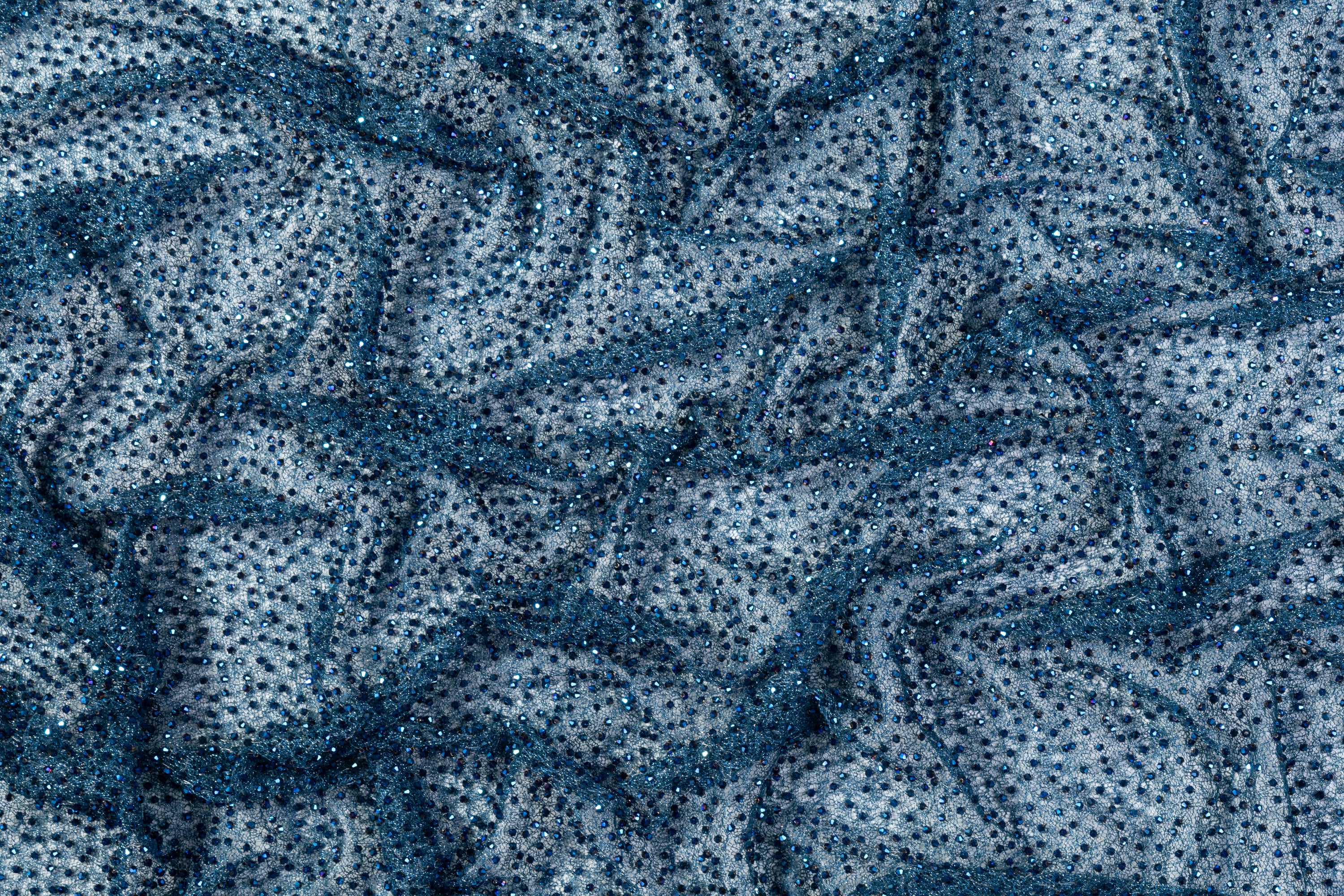 Handmade Crystal Beaded Lace - Blue