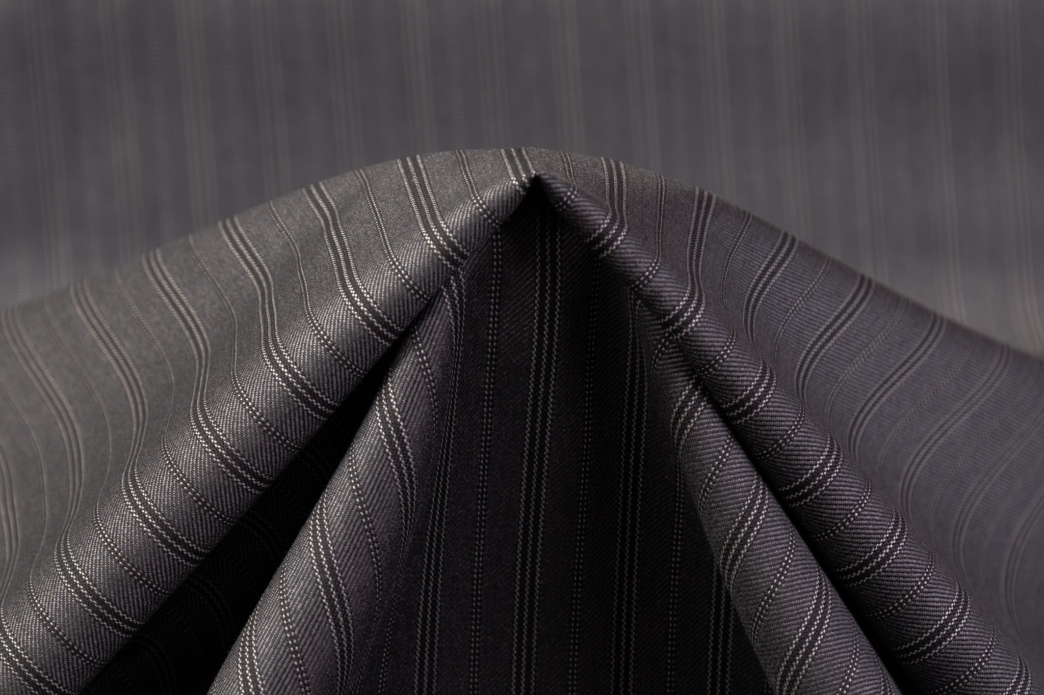 Cerruti - IPARTY Striped Italian Wool Suiting - Charcoal Gray