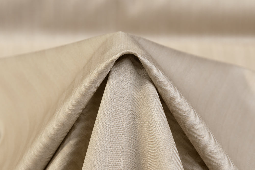 Two-Tone Herringbone Italian Wool Suiting - Light Taupe