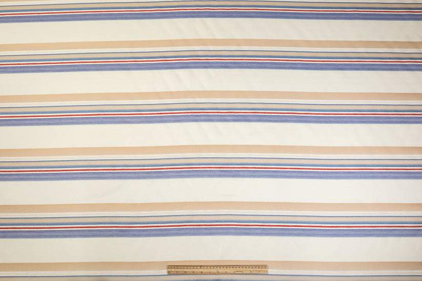 Striped Silk and Linen Blend - White / Beige / Blue / Red – Prime Fabrics