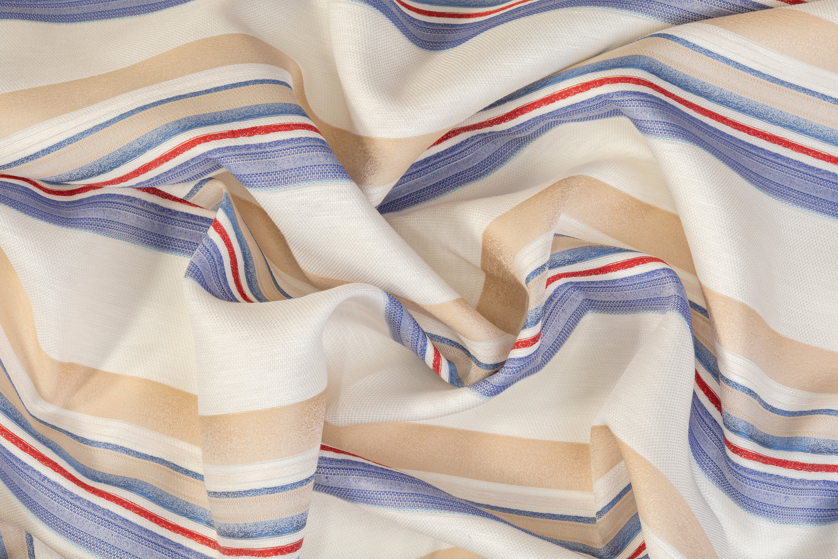 Striped Silk and Linen Blend - White / Beige / Blue / Red – Prime Fabrics