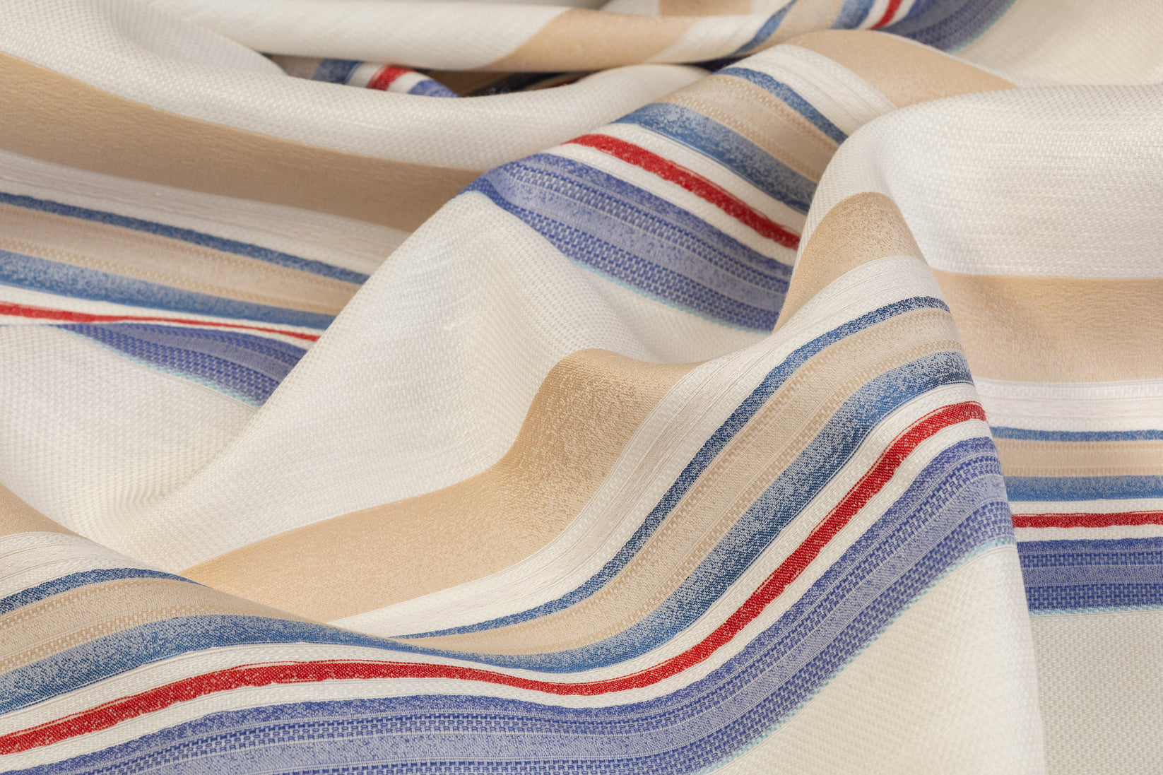 Striped Silk and Linen Blend - White / Beige / Blue / Red – Prime Fabrics
