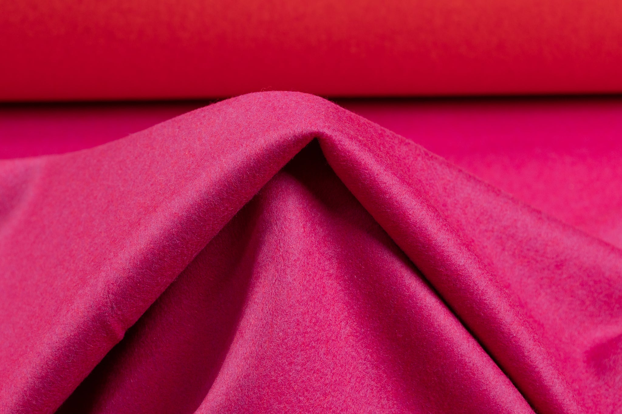 Double Faced Melton Wool Nylon Coating - Blood Orange / Fuchsia