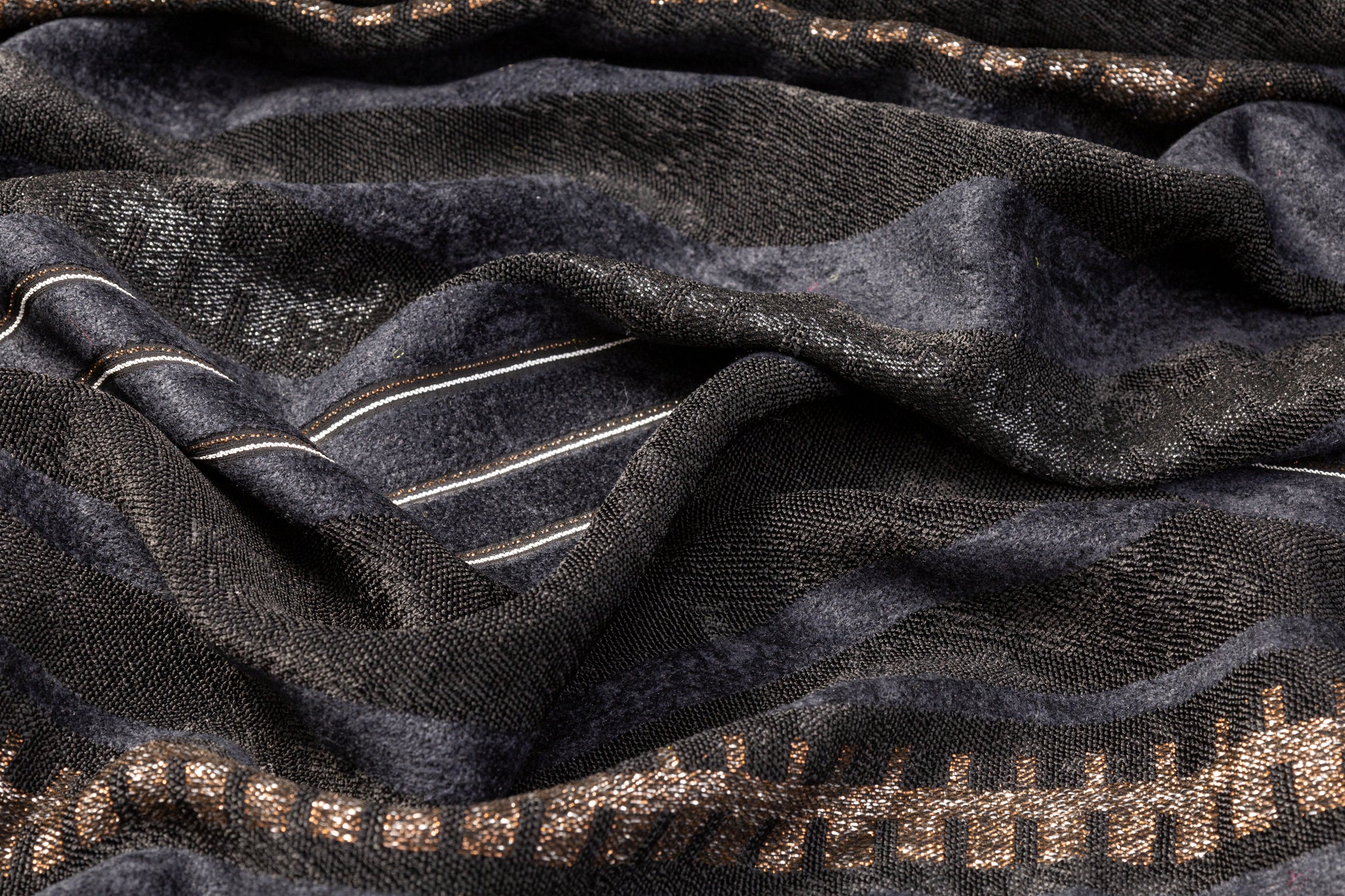 Metallic Chenille Novelty Jacquard - Navy / Black