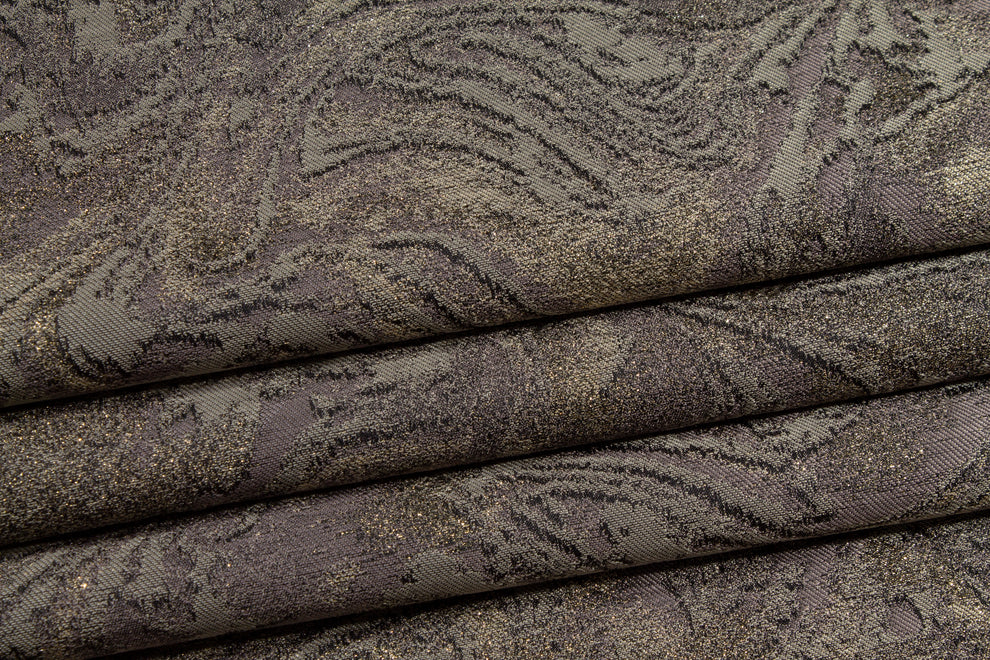 Abstract Metallic Brocade - Khaki Green and Gold – Prime Fabrics