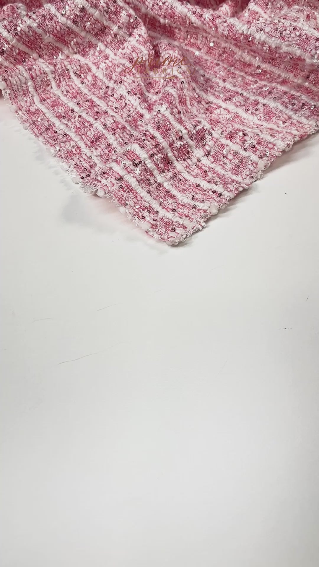 Sequined Chenille Tweed - Pink / White – Prime Fabrics