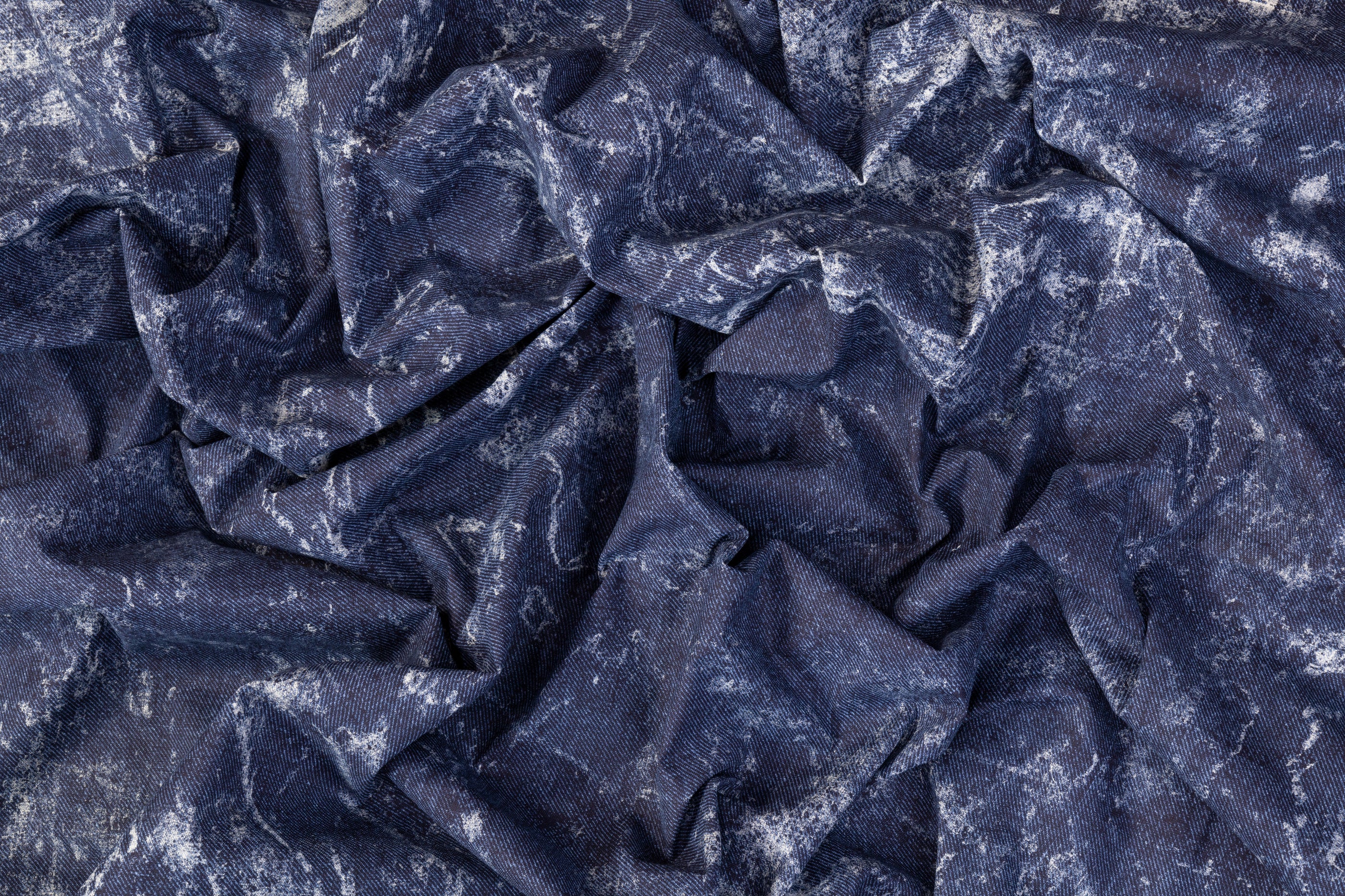 Acid Washed Denim Printed Cotton - Indigo