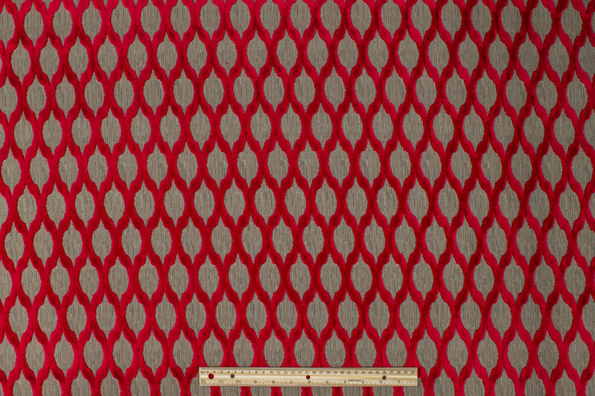 Ogee Cut Velvet Upholstery - Red – Prime Fabrics