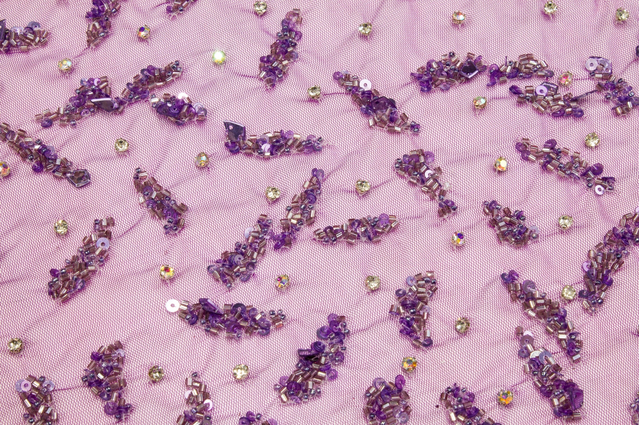 Hand Beaded and Sequined Mesh - Purple
