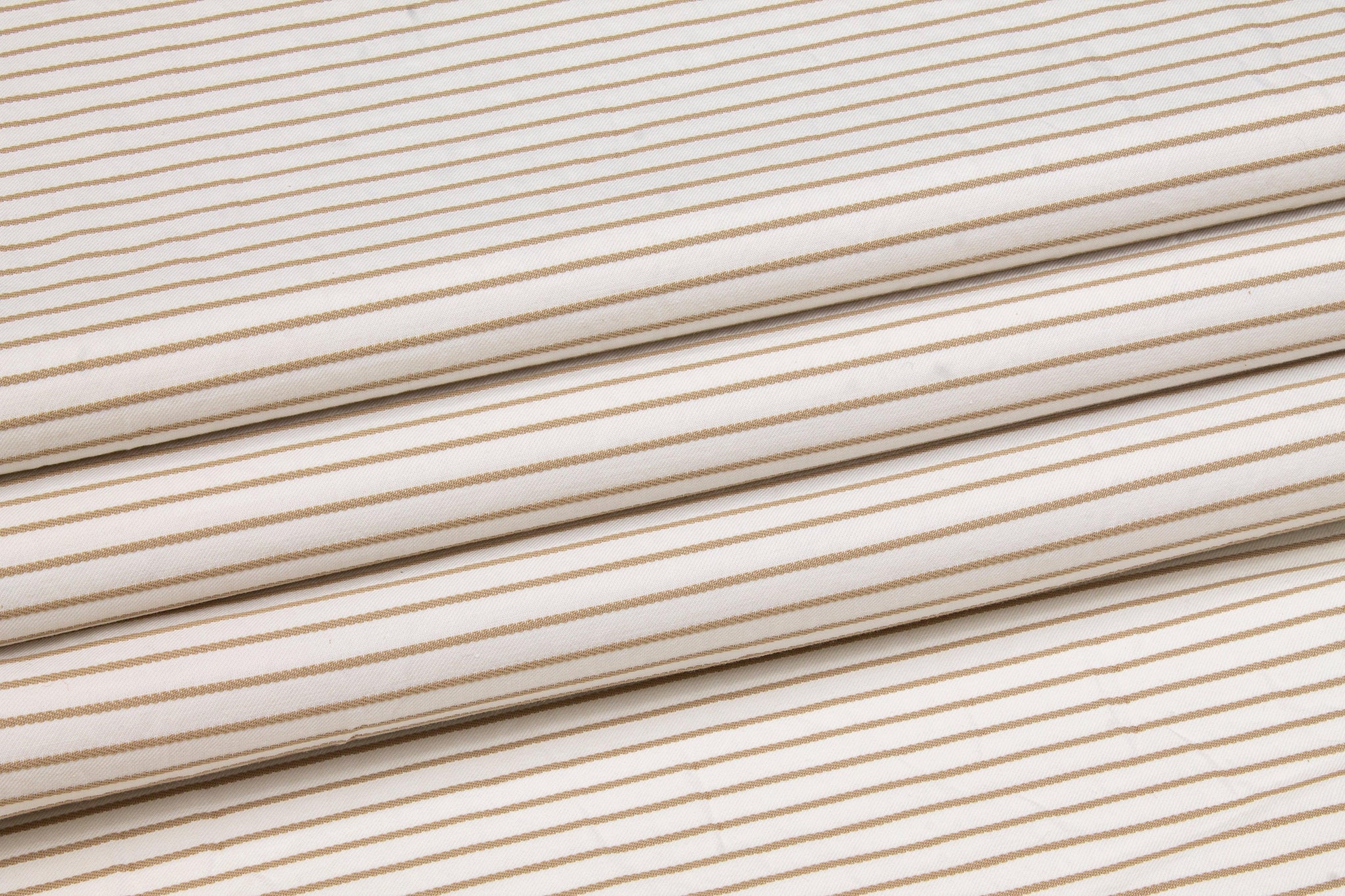 Textured Striped Cotton Twill - Brown and Off White