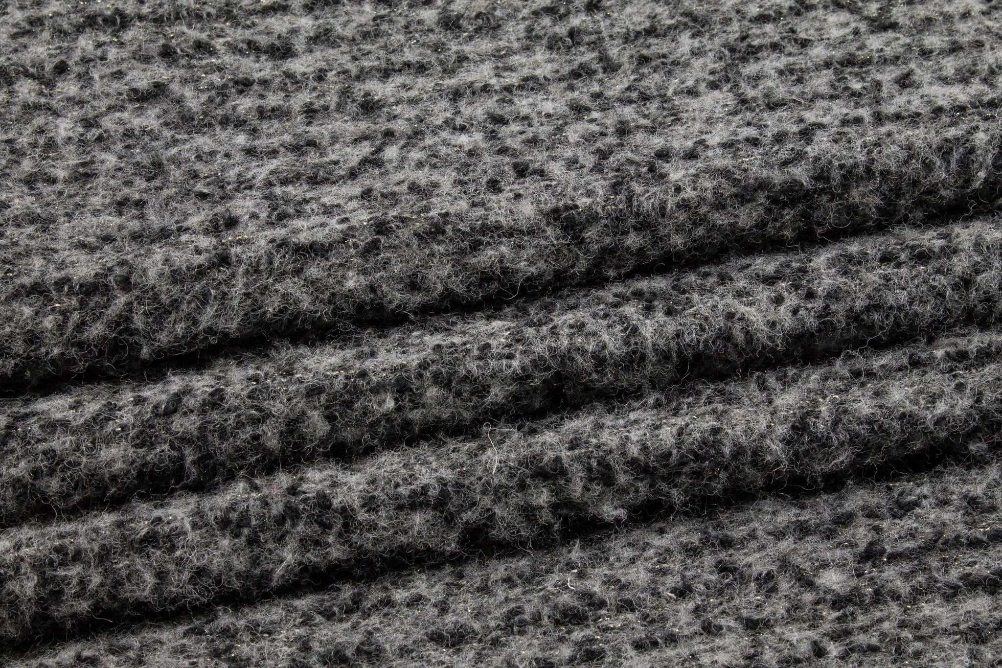 Gray and Black Boiled Wool Blend Boucle